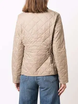 Barbour Deveron Corduroy-collar Quilted Jacket - Neutrals