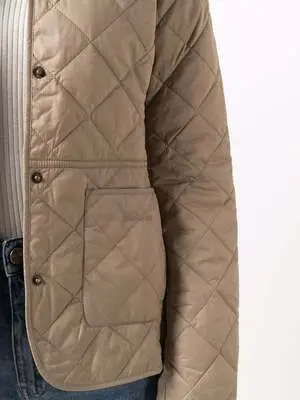 Barbour Deveron Corduroy-collar Quilted Jacket - Neutrals