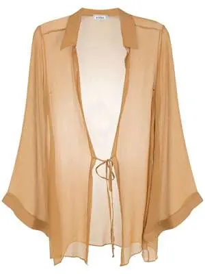 AMIR SLAMA Tie-front Silk Beach Cover-up - Brown