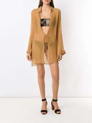 AMIR SLAMA Tie-front Silk Beach Cover-up
