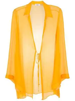 AMIR SLAMA Tie-front Silk Beach Cover-up - Yellow