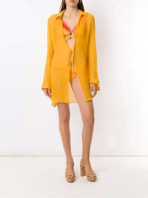 AMIR SLAMA Tie-front Silk Beach Cover-up