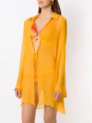 AMIR SLAMA Tie-front Silk Beach Cover-up