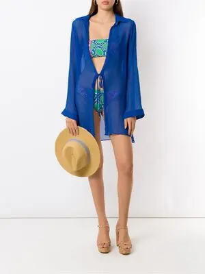 AMIR SLAMA Tie-front Silk Beach Cover-up