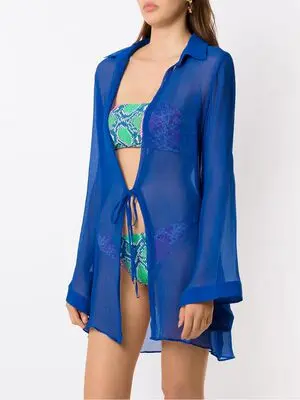 AMIR SLAMA Tie-front Silk Beach Cover-up