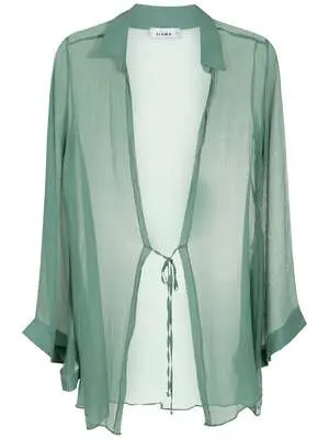 AMIR SLAMA Tie-front Silk Beach Cover-up - Green