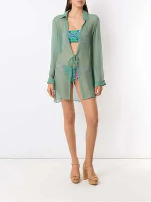 AMIR SLAMA Tie-front Silk Beach Cover-up
