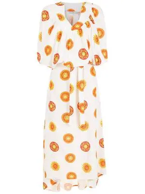 AMIR SLAMA Printed Oversized Dress - White