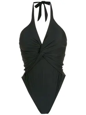 AMIR SLAMA V-neck One-piece Swimsuit - Black