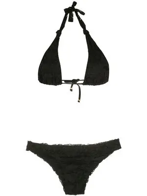 AMIR SLAMA Textured Triangle Bikini Set - Black