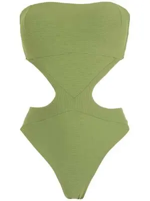 AMIR SLAMA Strapless Cutout One-piece Swimsuit - Green