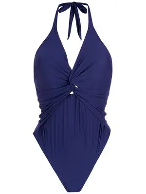 AMIR SLAMA V-neck Halterneck Swimsuit - Blue
