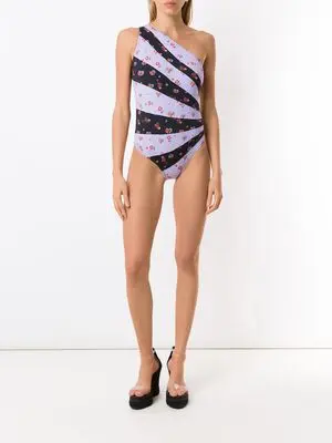 AMIR SLAMA One-shoulder Printed Swimsuit