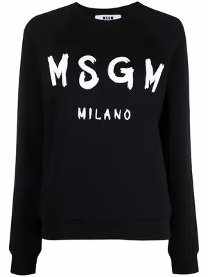 MSGM Logo-print Crew Neck Sweatshirt - Black