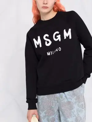 MSGM Logo-print Crew Neck Sweatshirt - Black