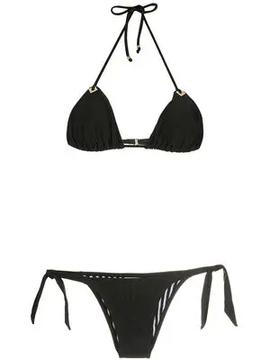 AMIR SLAMA Textured Triangle Bikini Set - Black