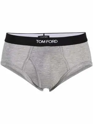 TOM FORD Logo-waistband Briefs - Grey