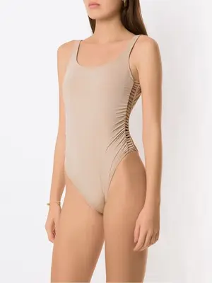 AMIR SLAMA U-neck Cut-out One-piece Swimsuit - Neutrals