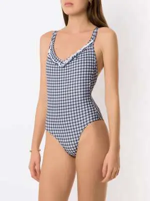 AMIR SLAMA Check Print One Piece Swimsuit