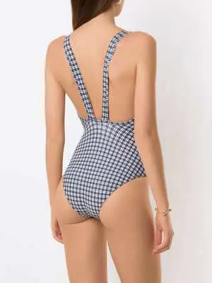 AMIR SLAMA Check Print One Piece Swimsuit