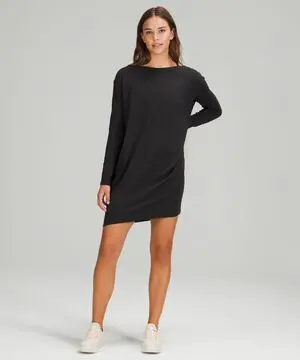 Lululemon Back In Action Long Sleeve Dress - Black | Editorialist