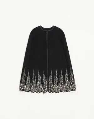 Valentino Garavani Embroidered Compact Drap Cape - Black/silver