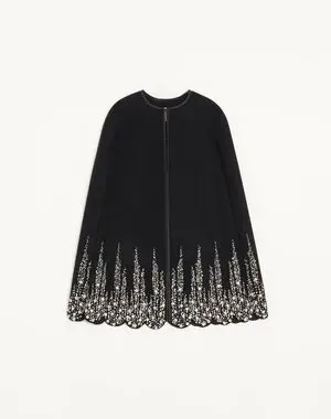 Valentino Garavani Embroidered Compact Drap Cape - Black/silver