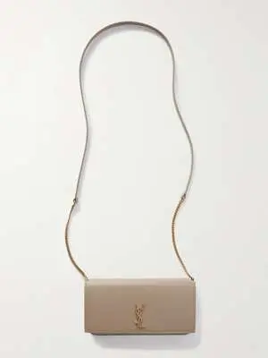 Saint Laurent Cassandre Strap Leather Phone Case Beige