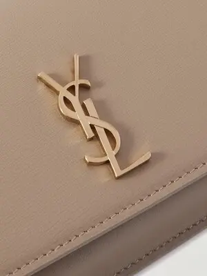 Saint Laurent Cassandre Strap Leather Phone Case - Neutrals