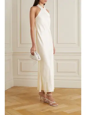 Galvan Pandora Satin Halterneck Midi Dress
