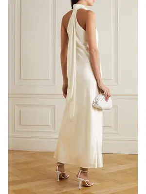 Galvan Pandora Satin Halterneck Midi Dress