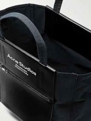 Acne Studios Baker Out Logo-Print Leather And Nylon Tote Bag In