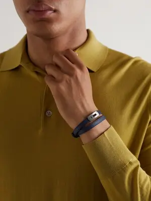 Messika My Move Bracelet In Brushed Titanium, Leather, And Diamond