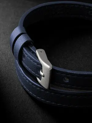 Messika My Move Bracelet In Brushed Titanium, Leather, And Diamond