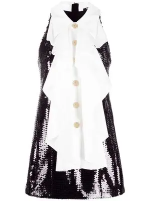 Balmain Ruffle-panel Sequinned Minidress