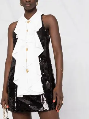 Balmain Ruffle-panel Sequinned Minidress
