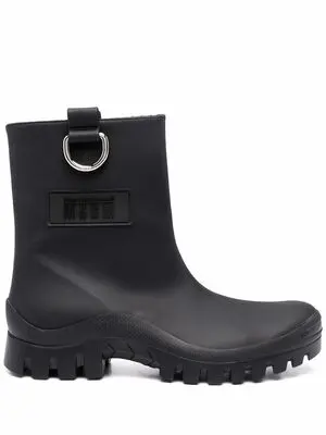 MSGM Round-toe Ankle Leather Boots - Black