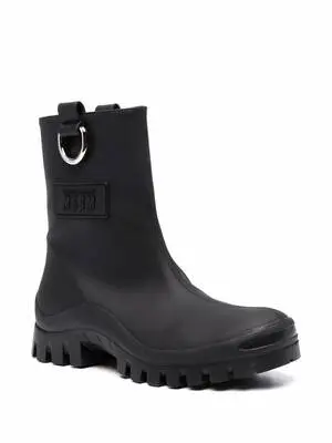 MSGM Round-toe Ankle Leather Boots - Black