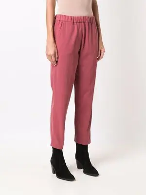 ALYSI Straight Leg Cropped Cotton Trousers