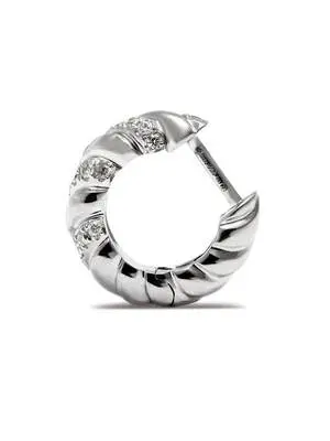 Yvonne Léon Striped Diamond Huggie Earrings - Silver