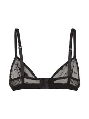 Dolce & Gabbana Jacquard Tulle Triangle Bra - Black