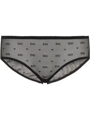 Dolce & Gabbana Jacquard Tulle Briefs - Black