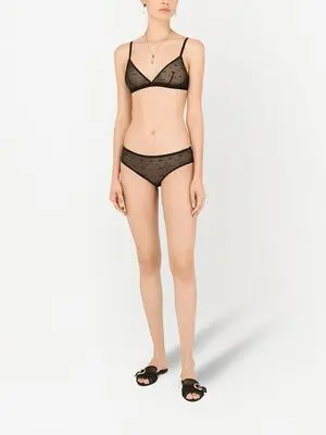 Dolce & Gabbana Jacquard Tulle Briefs - Black