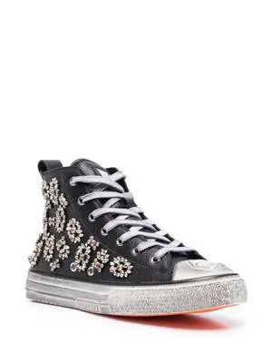 Philipp Plein Megastar Crystal-embellished High-top Sneakers - Black