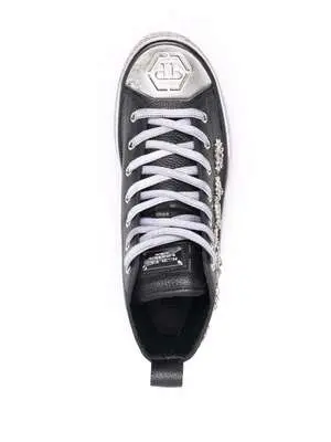 Philipp Plein Megastar Crystal-embellished High-top Sneakers - Black