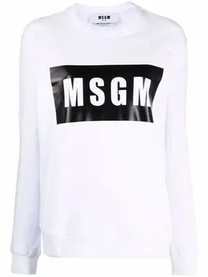 MSGM Logo-print Crewneck Sweatshirt - White