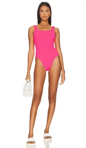 Hunza G Classic Square Neck One Piece - Hot Pink