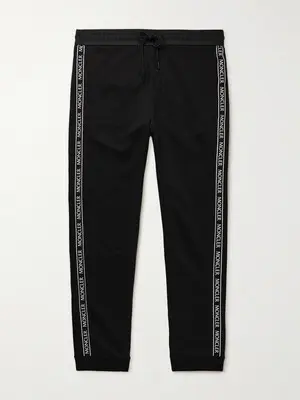 Moncler Logo-appliquéd Cotton-jersey Sweatpants - Black