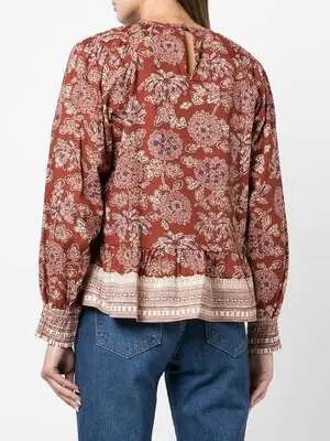 Veronica Beard Floral-print Puff-sleeve Blouse