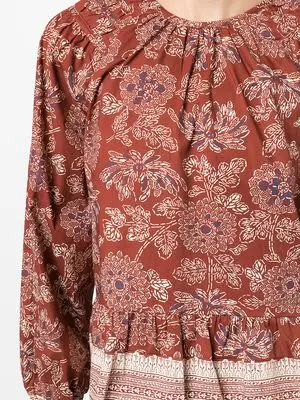 Veronica Beard Floral-print Puff-sleeve Blouse